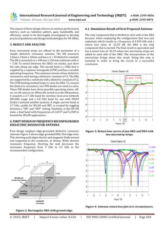 PERFORMANCE EVALUATION AND ANALYSIS OF FREQUENCY RECONFIGURABLE DIELECTRIC RESONATOR ANTENNA ...