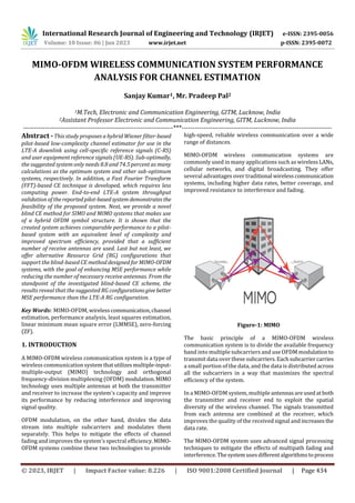 MIMO-OFDM WIRELESS COMMUNICATION SYSTEM PERFORMANCE ANALYSIS FOR CHANNEL ESTIMATION | PDF