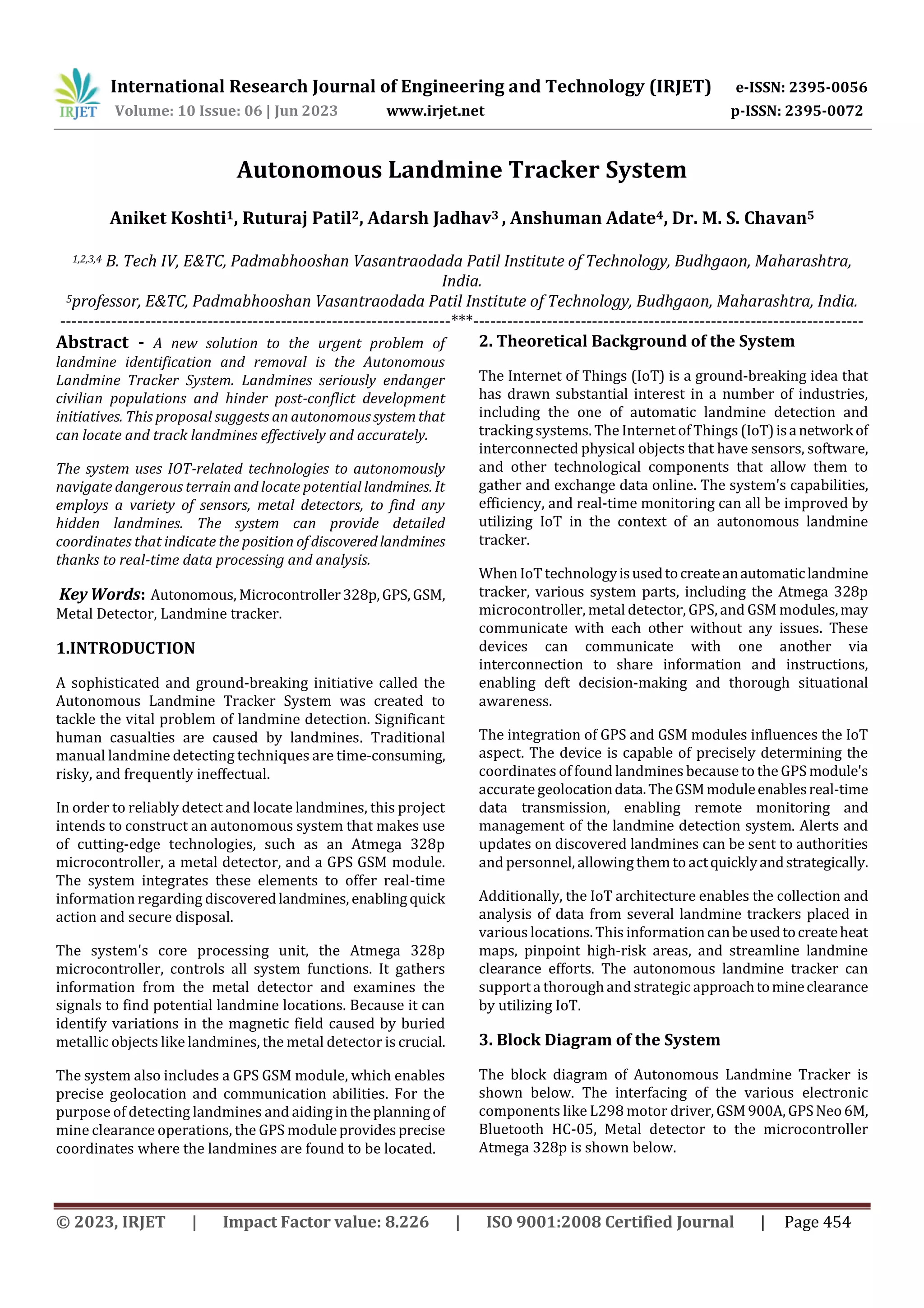 Autonomous Landmine Tracker System | PDF