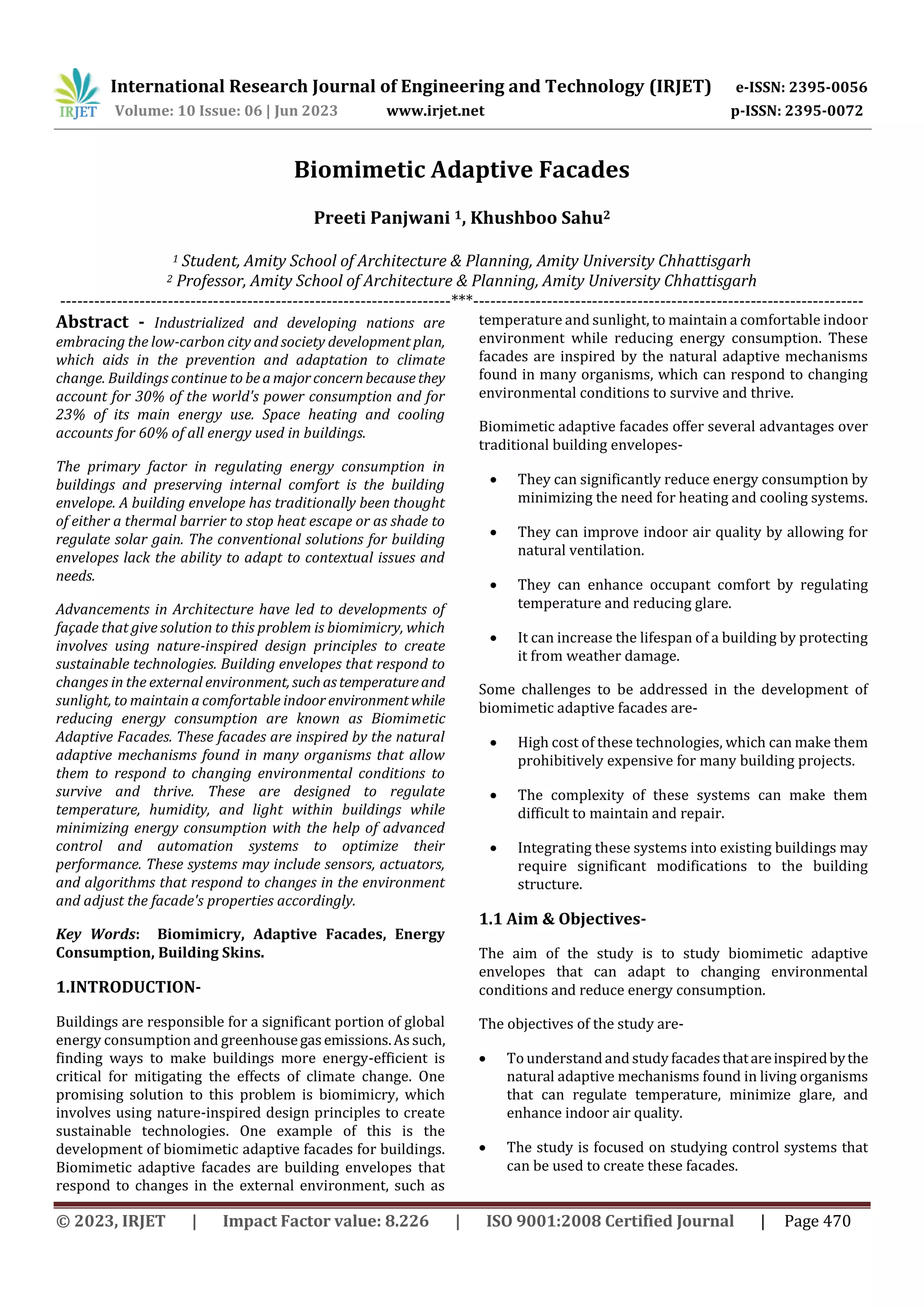 Biomimetic Adaptive Facades | PDF