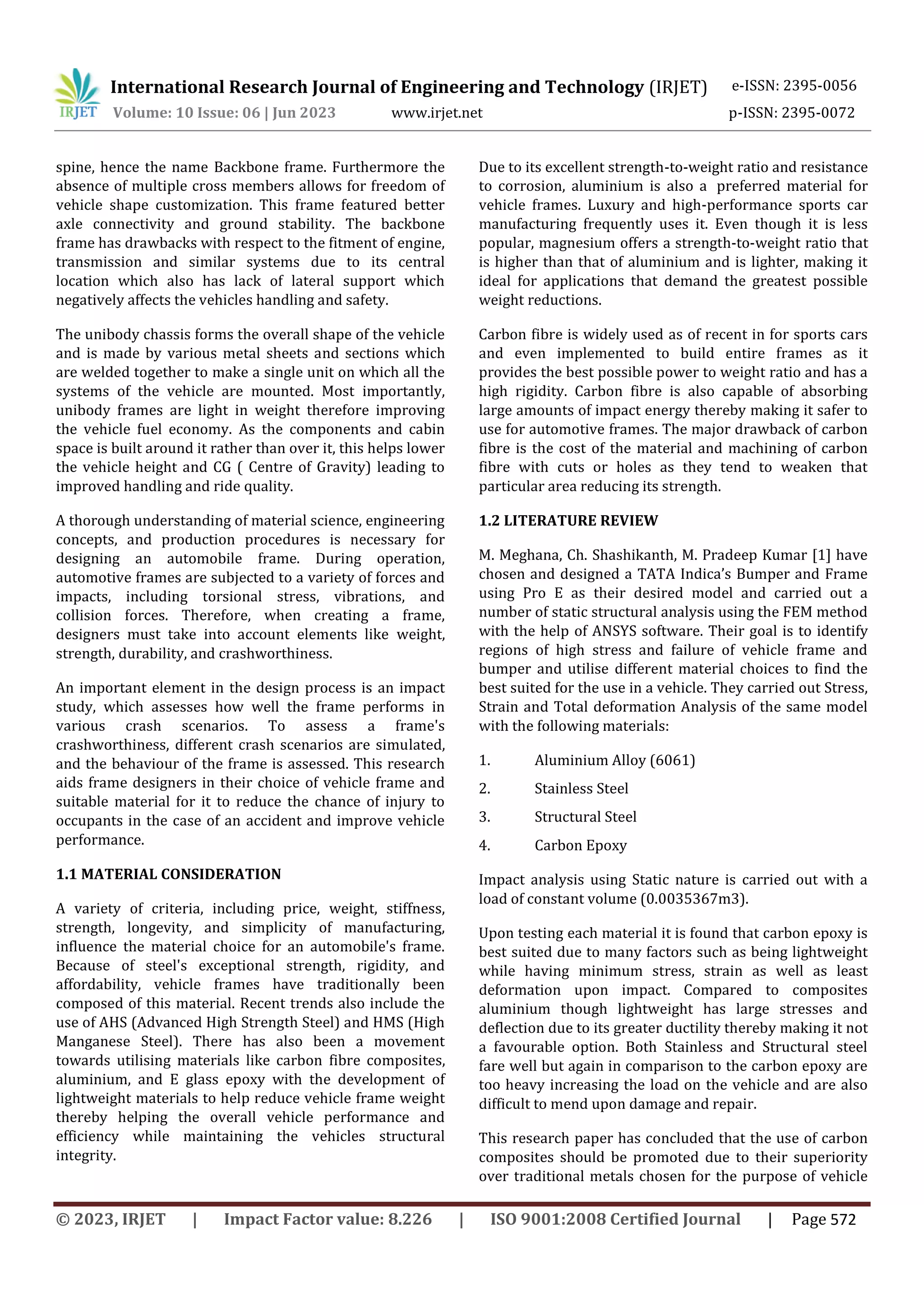 Design and impact analysis of an Automotive Frame | PDF