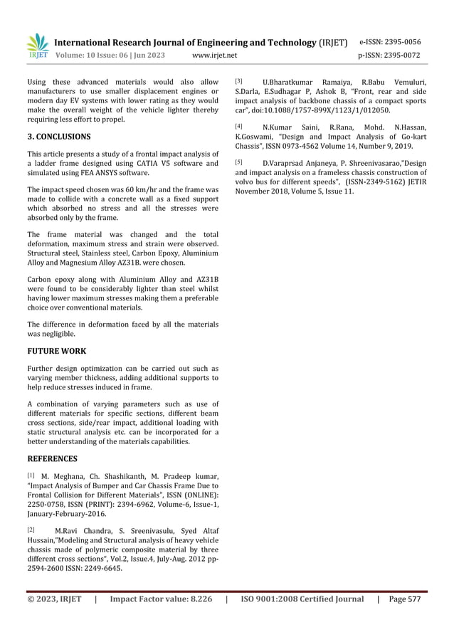 Design and impact analysis of an Automotive Frame | PDF