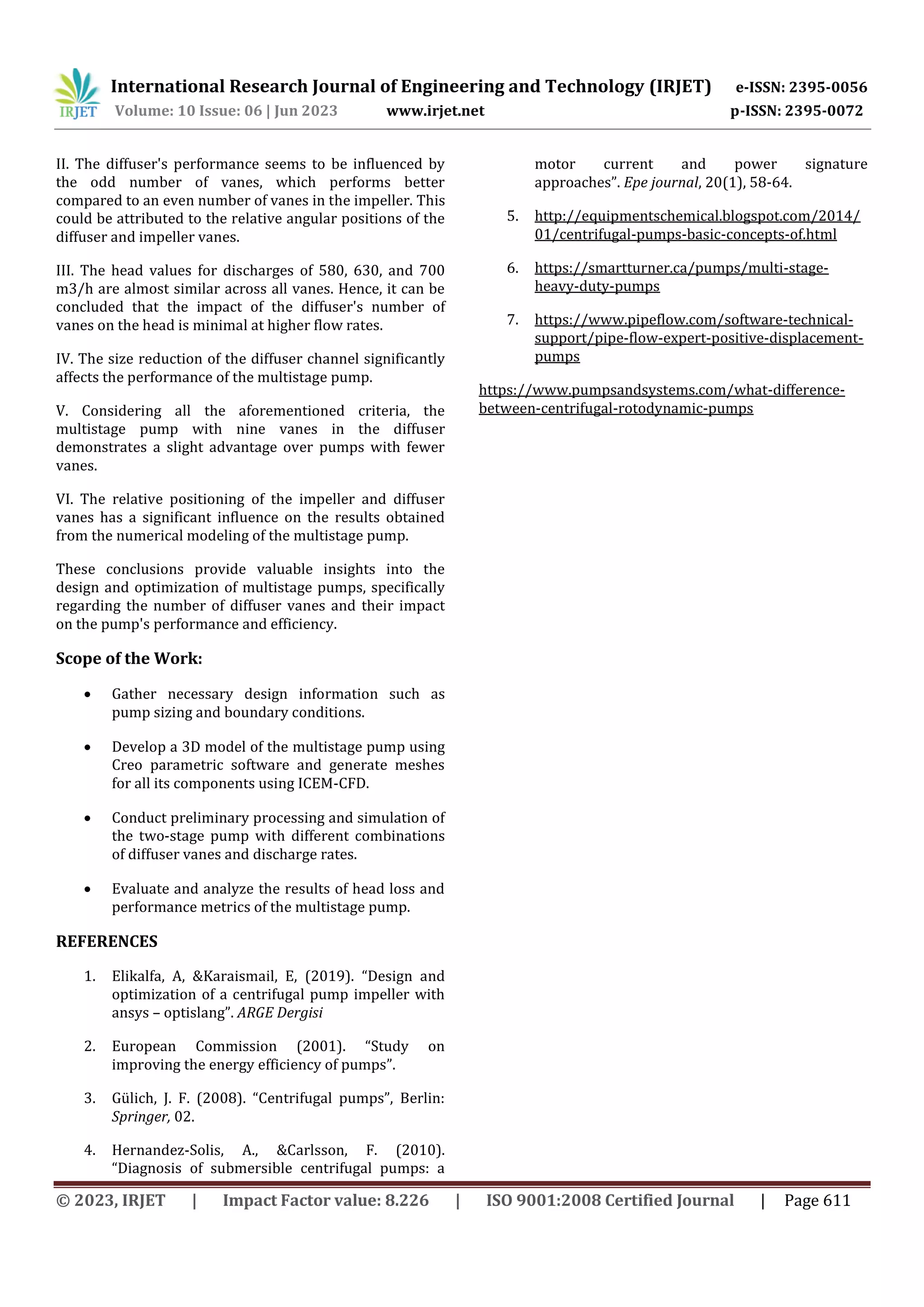 Ansys-CFX analysis to design the diffuser of a multistage pump | PDF