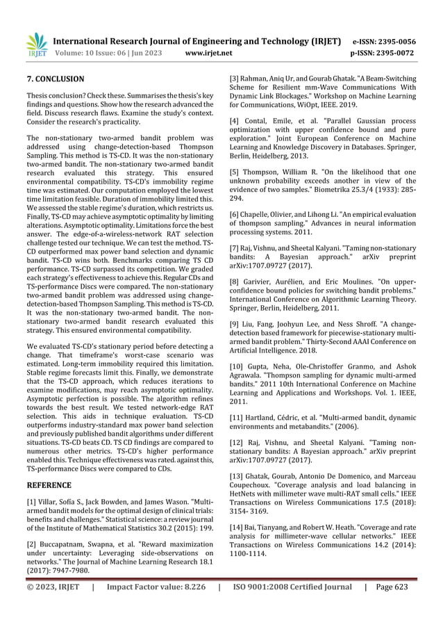 NON-STATIONARY BANDIT CHANGE DETECTION-BASED THOMPSON SAMPLING ALGORITHM | PDF