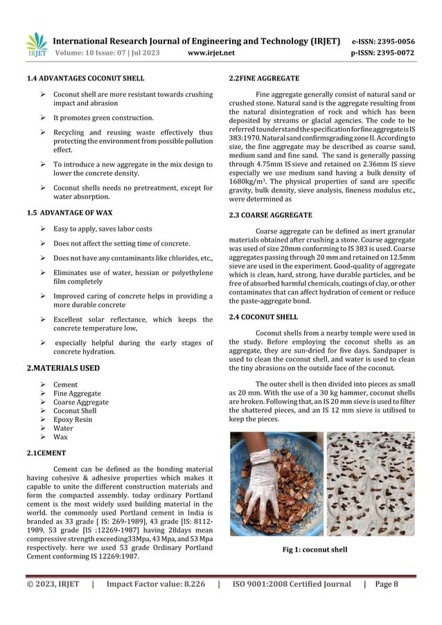 EXPERIMENTAL INVESTIGATION ON CONCRETE WITH PARTIAL REPLACEMENT OF AGRO ...