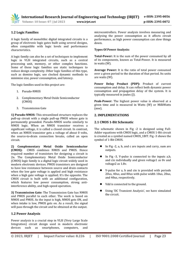 Design And Analysis Of 64-Bit Adders In Cadence Using Different Logic Families | PDF ...