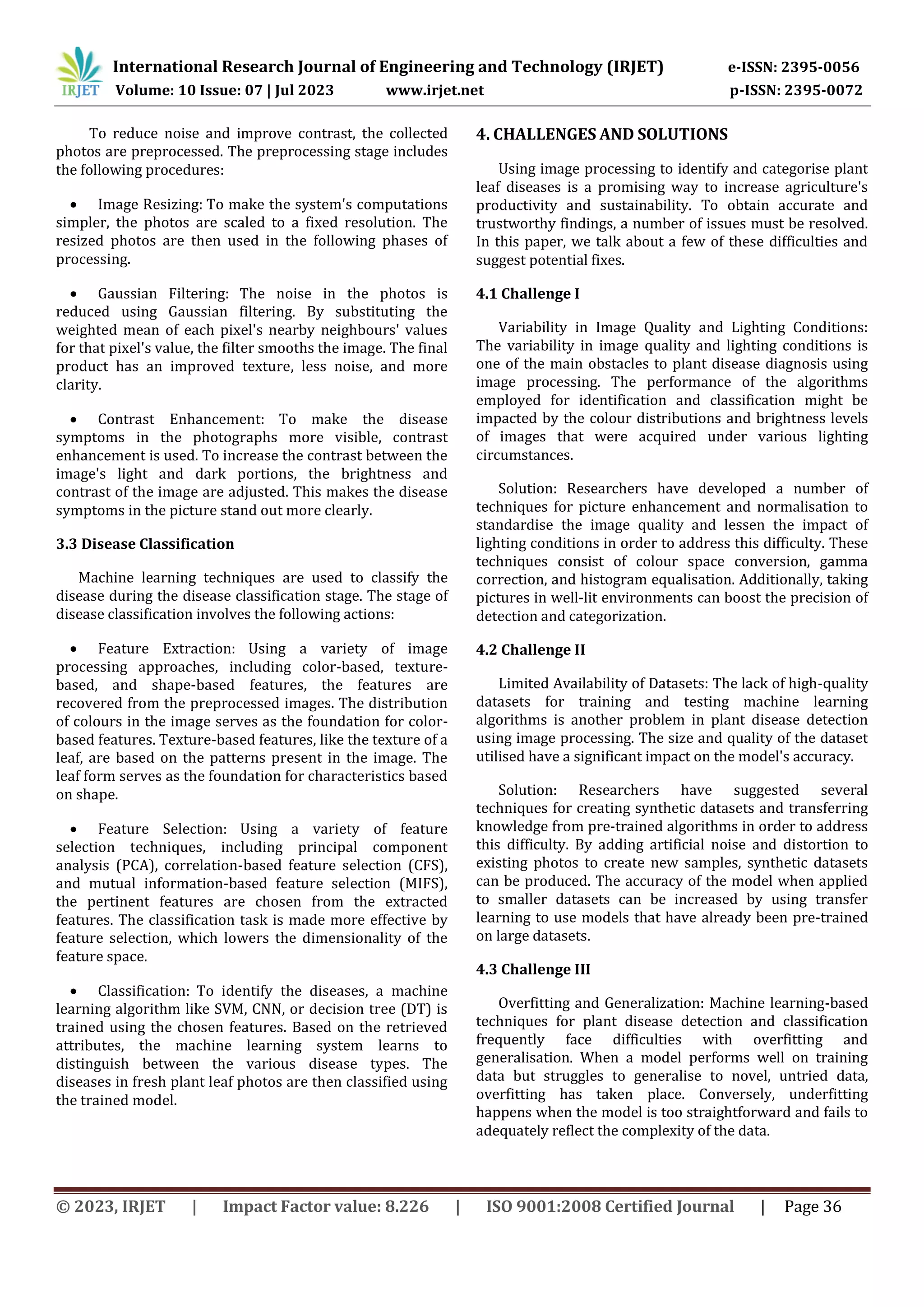 Plant Leaf Disease Detection and Classification Using Image Processing | PDF