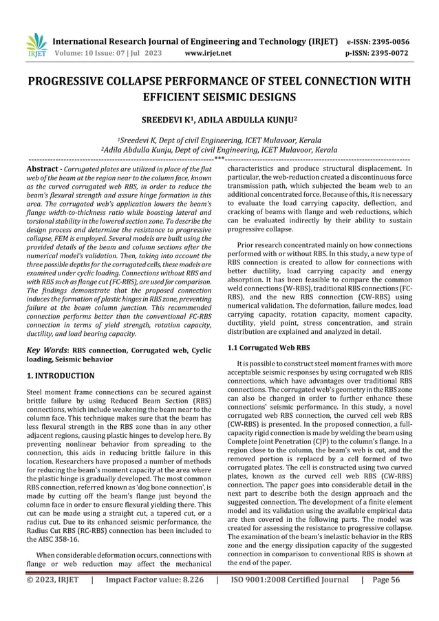 PROGRESSIVE COLLAPSE PERFORMANCE OF STEEL CONNECTION WITH EFFICIENT ...