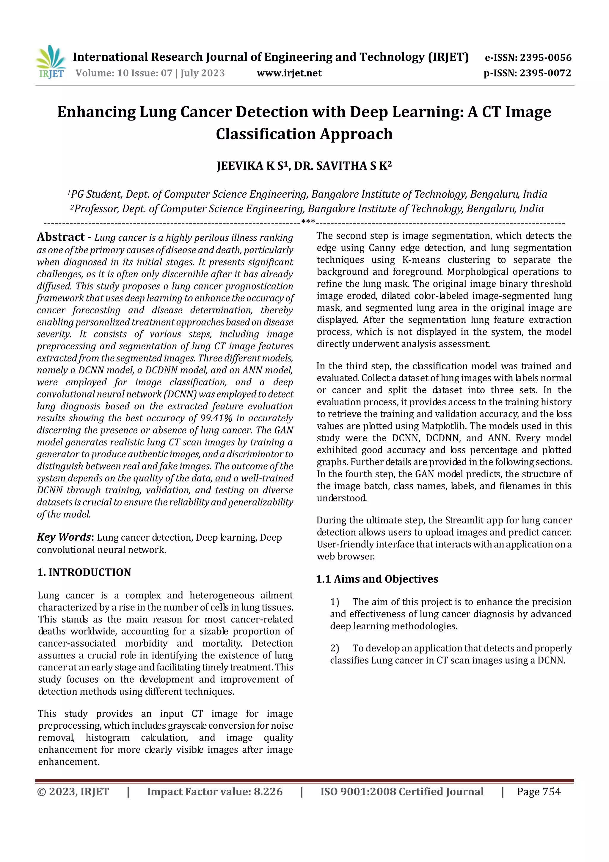 Enhancing Lung Cancer Detection with Deep Learning: A CT Image Classification Approach | PDF ...