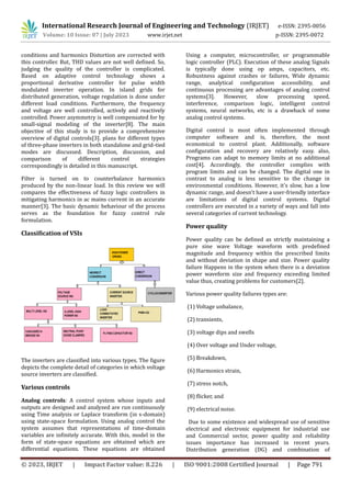 Voltage Source Inverters in microgrid along with power quality improvement techniques and fuzzy ...