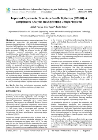 Improved F-parameter Mountain Gazelle Optimizer (IFMGO): A Comparative ...