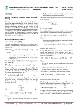 Improved F-parameter Mountain Gazelle Optimizer (IFMGO): A Comparative Analysis on Engineering ...