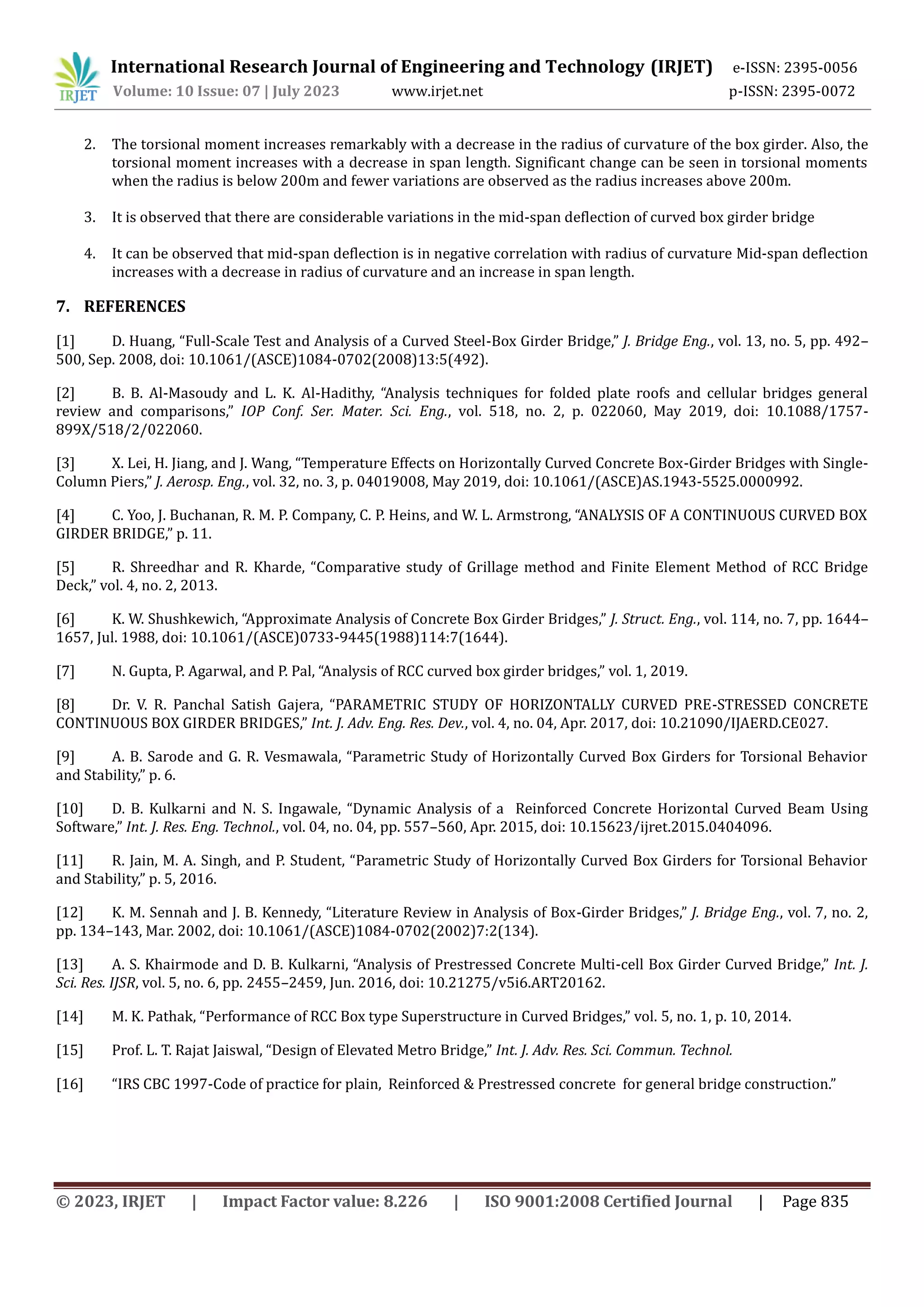 STRUCTURAL BEHAVIOUR OF CURVED BOX GIRDER BRIDGE | PDF