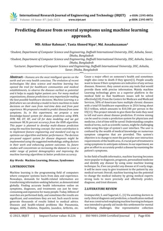 Predicting disease from several symptoms using machine learning ...