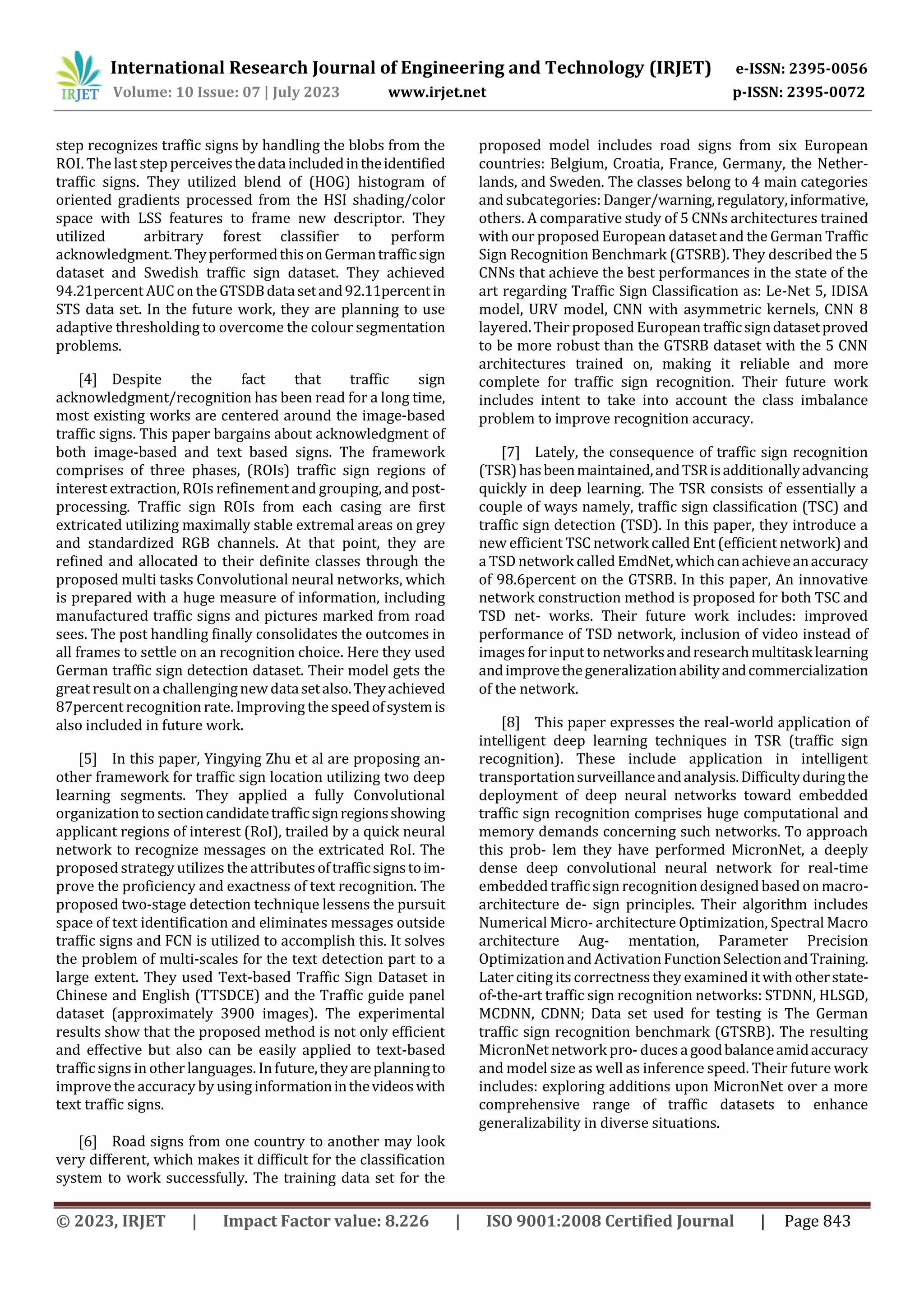 Traffic Sign Recognition And Detection Using Svm And Cnn Pdf