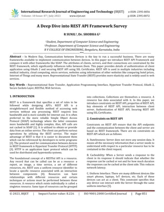 A Deep Dive into REST API Framework Survey | PDF