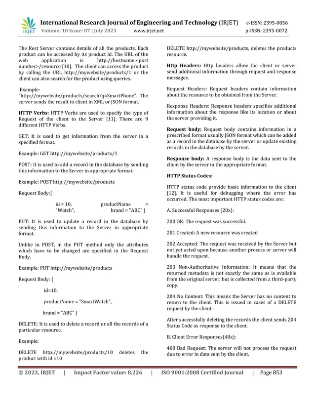 A Deep Dive into REST API Framework Survey | PDF