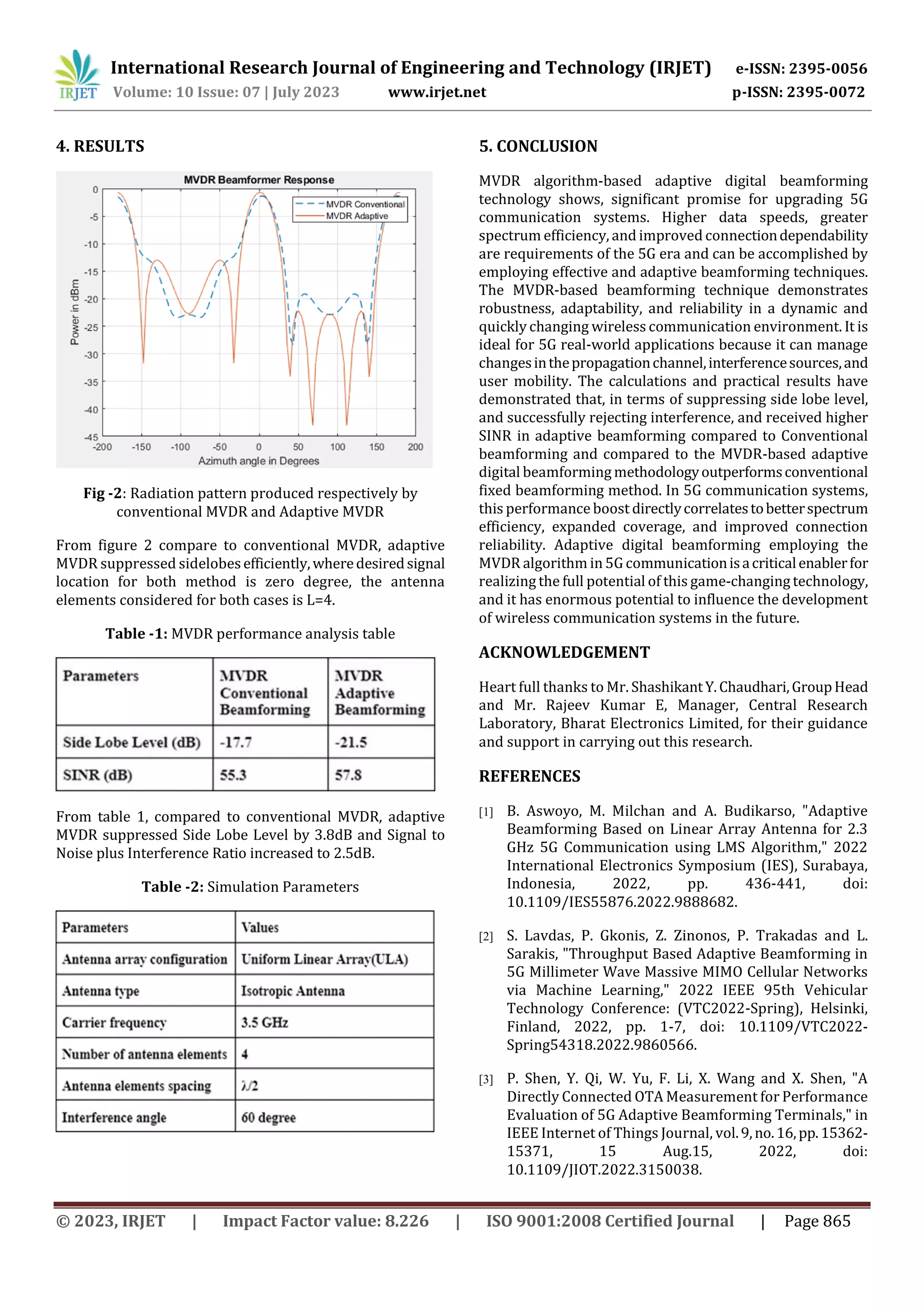 Interference Mitigation using Adaptive Digital Beamforming for 5G Applications | PDF