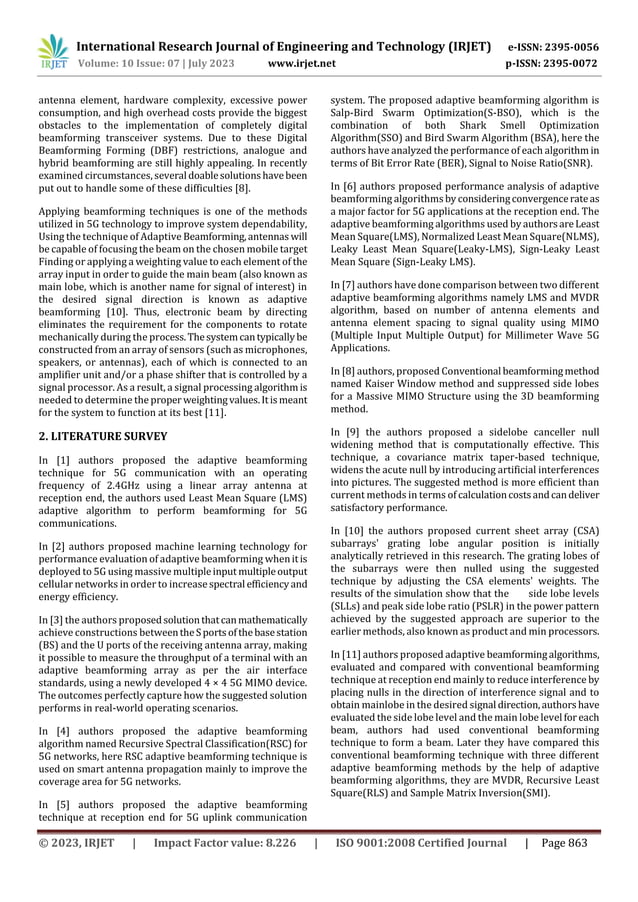 Interference Mitigation using Adaptive Digital Beamforming for 5G Applications | PDF
