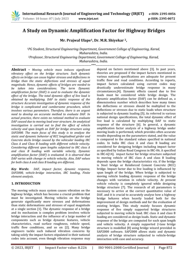 A Study on Dynamic Amplification Factor for Highway Bridges | PDF