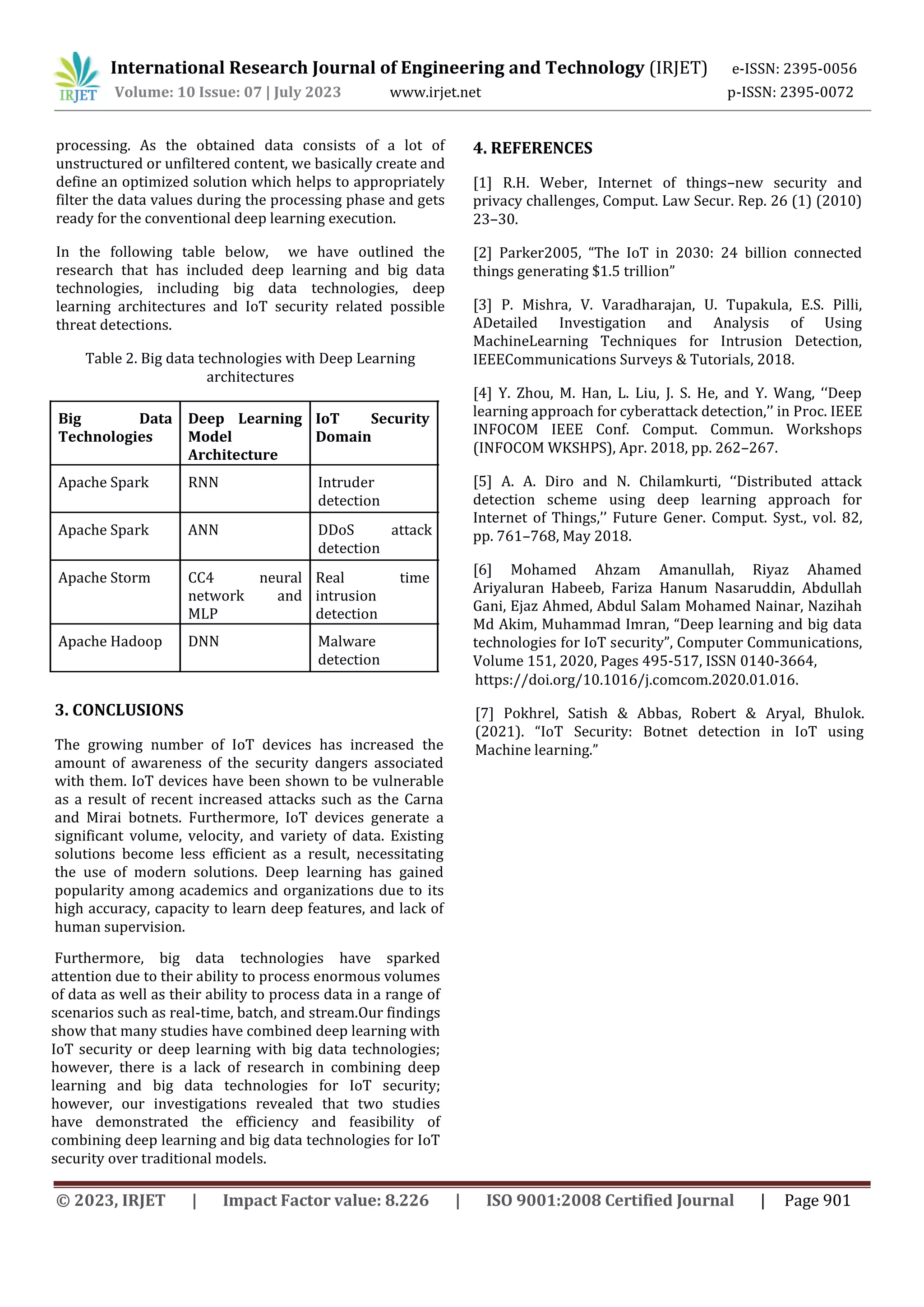 Deep Learning and Big Data technologies for IoT Security | PDF