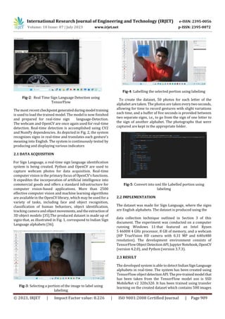 Real Time Sign Language Translation Using Tensor Flow Object Detection | PDF