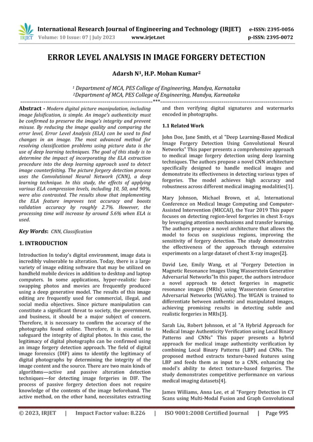 ERROR LEVEL ANALYSIS IN IMAGE FORGERY DETECTION | PDF