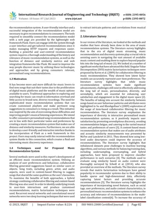 Music Recommendation System using Euclidean, Cosine Similarity, Correlation Distance Algorithm ...