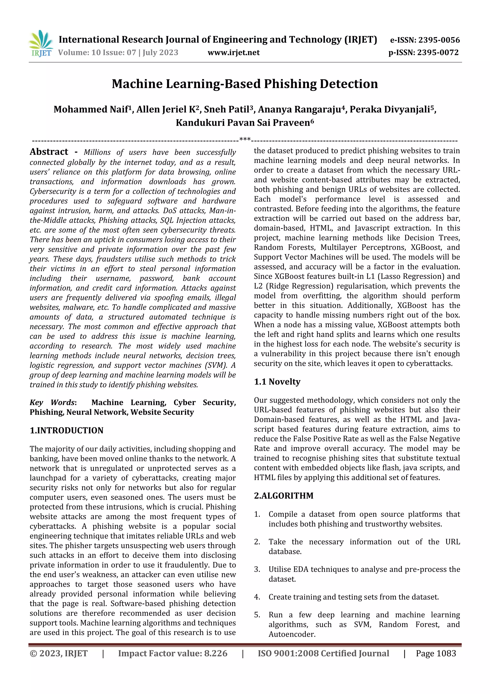 Machine Learning-Based Phishing Detection | PDF