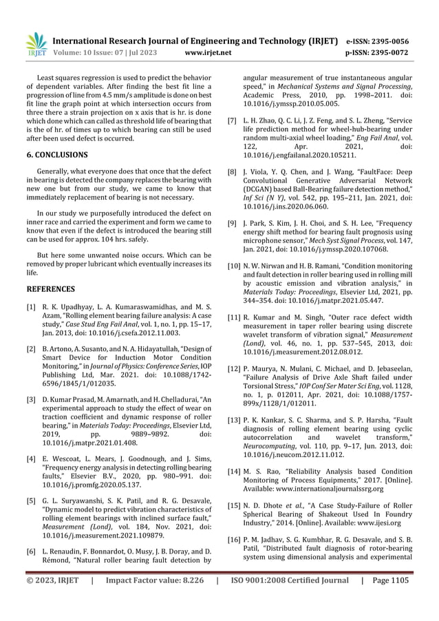 Experimental Investigation of Faults in Roller Element Bearing Using Vibration Based Method | PDF