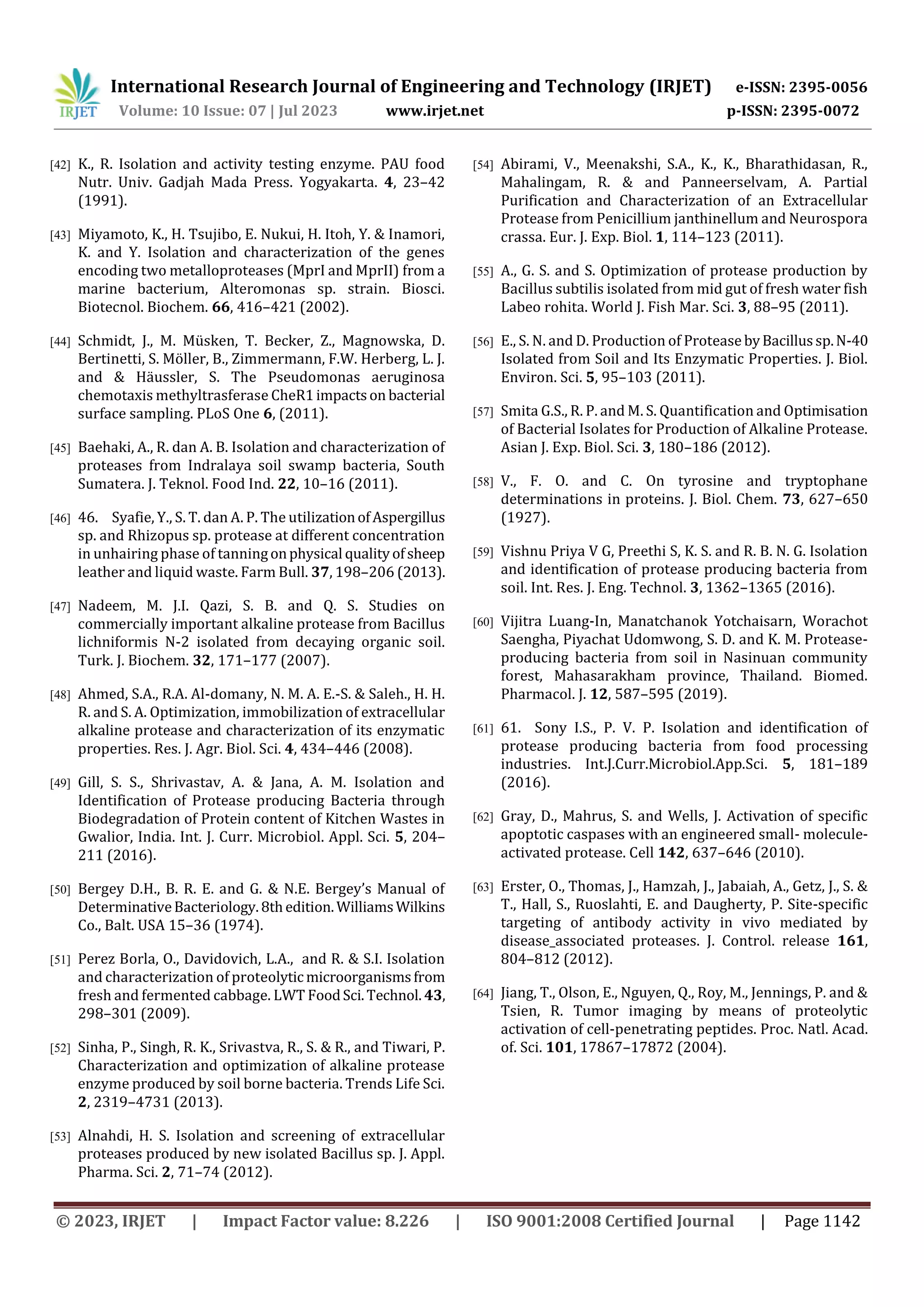 Isolation and identification of protease producing bacteria | PDF