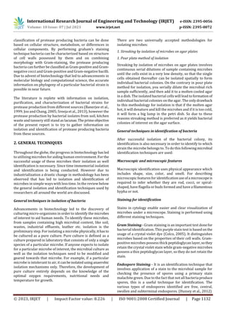 Isolation and identification of protease producing bacteria | PDF
