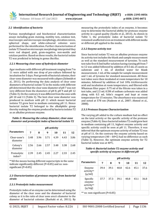 Isolation and identification of protease producing bacteria | PDF