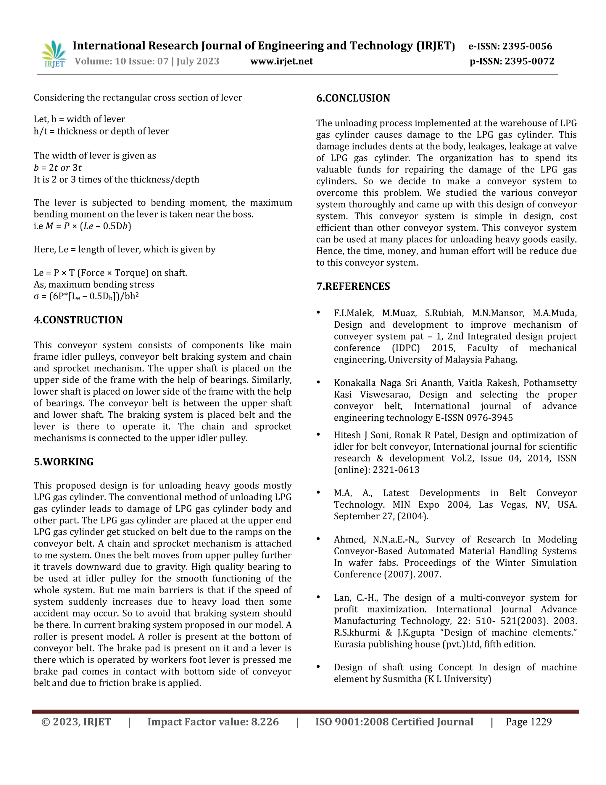 DESIGN OF CONVEYOR SYSTEM FOR UNLOADING HEAVY GOODS | PDF