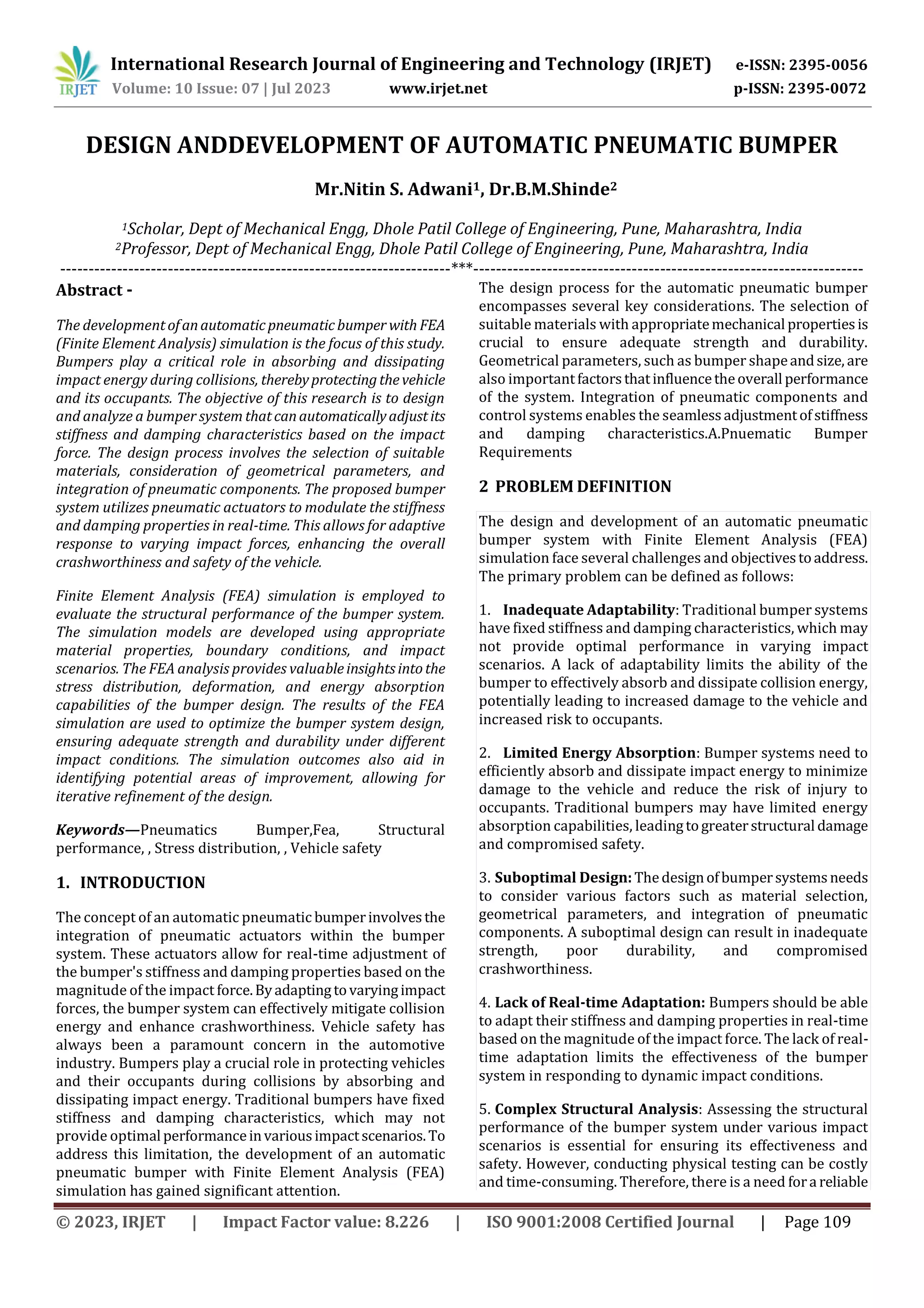 DESIGN ANDDEVELOPMENT OF AUTOMATIC PNEUMATIC BUMPER | PDF | Performance ...