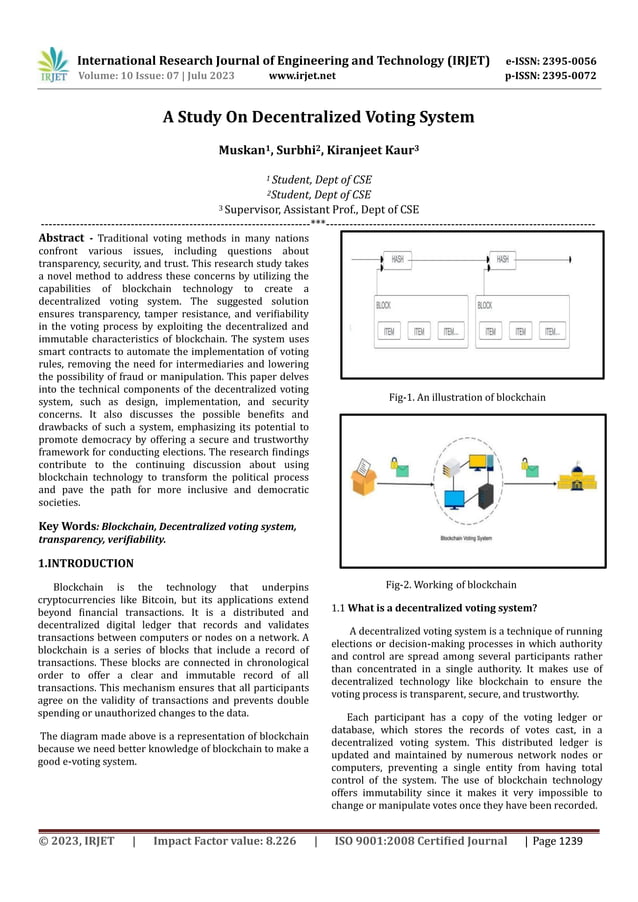 A Study On Decentralized Voting System | PDF