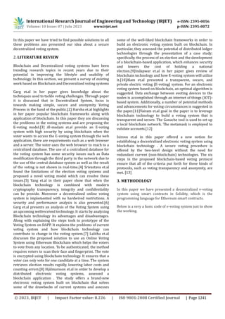 A Study On Decentralized Voting System | PDF
