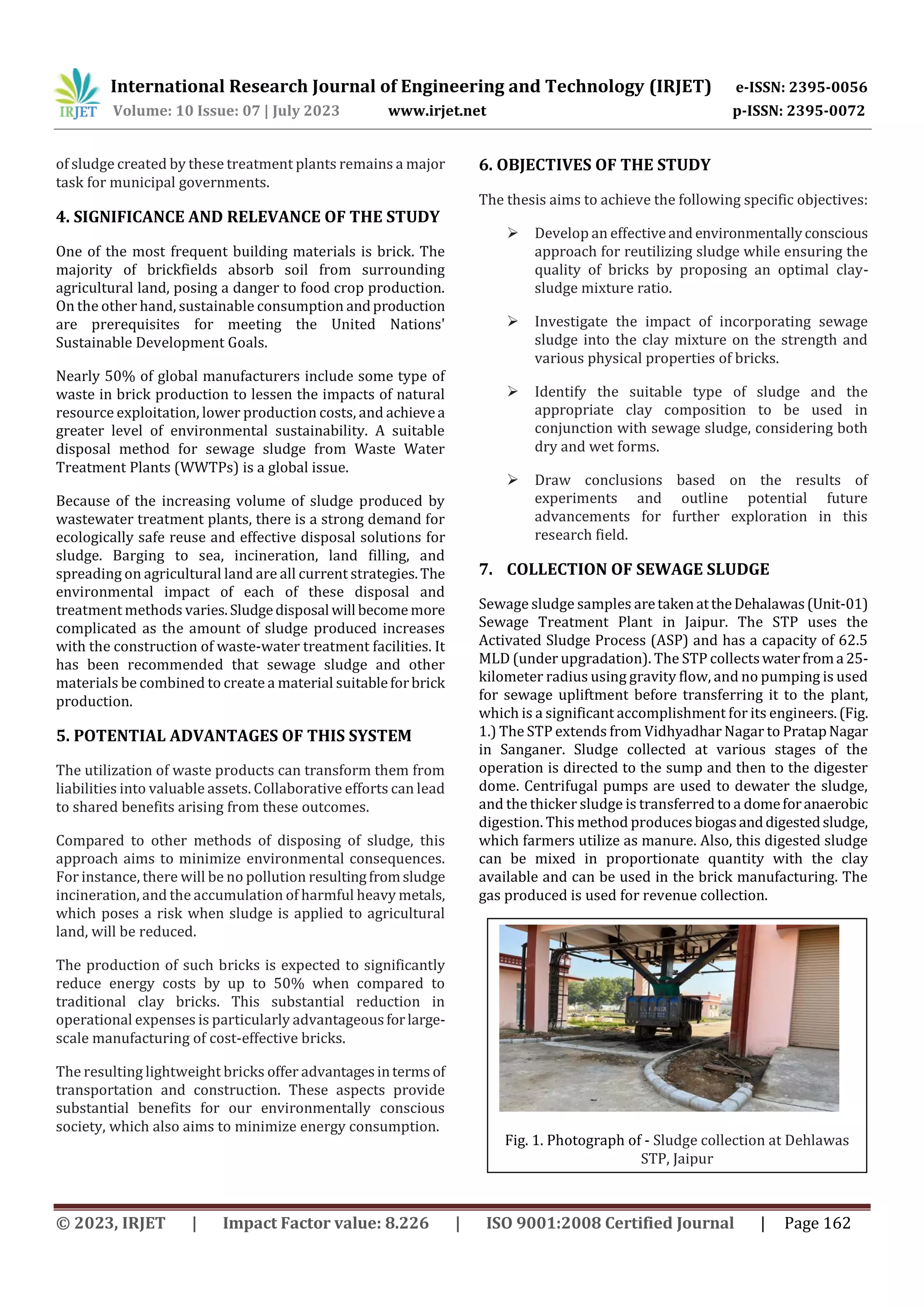 An Experimental Study on the Reuse of Waste Water Treatment Plant Sludge in the Manufacturing of ...