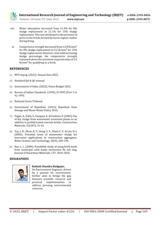 An Experimental Study on the Reuse of Waste Water Treatment Plant Sludge in the Manufacturing of ...