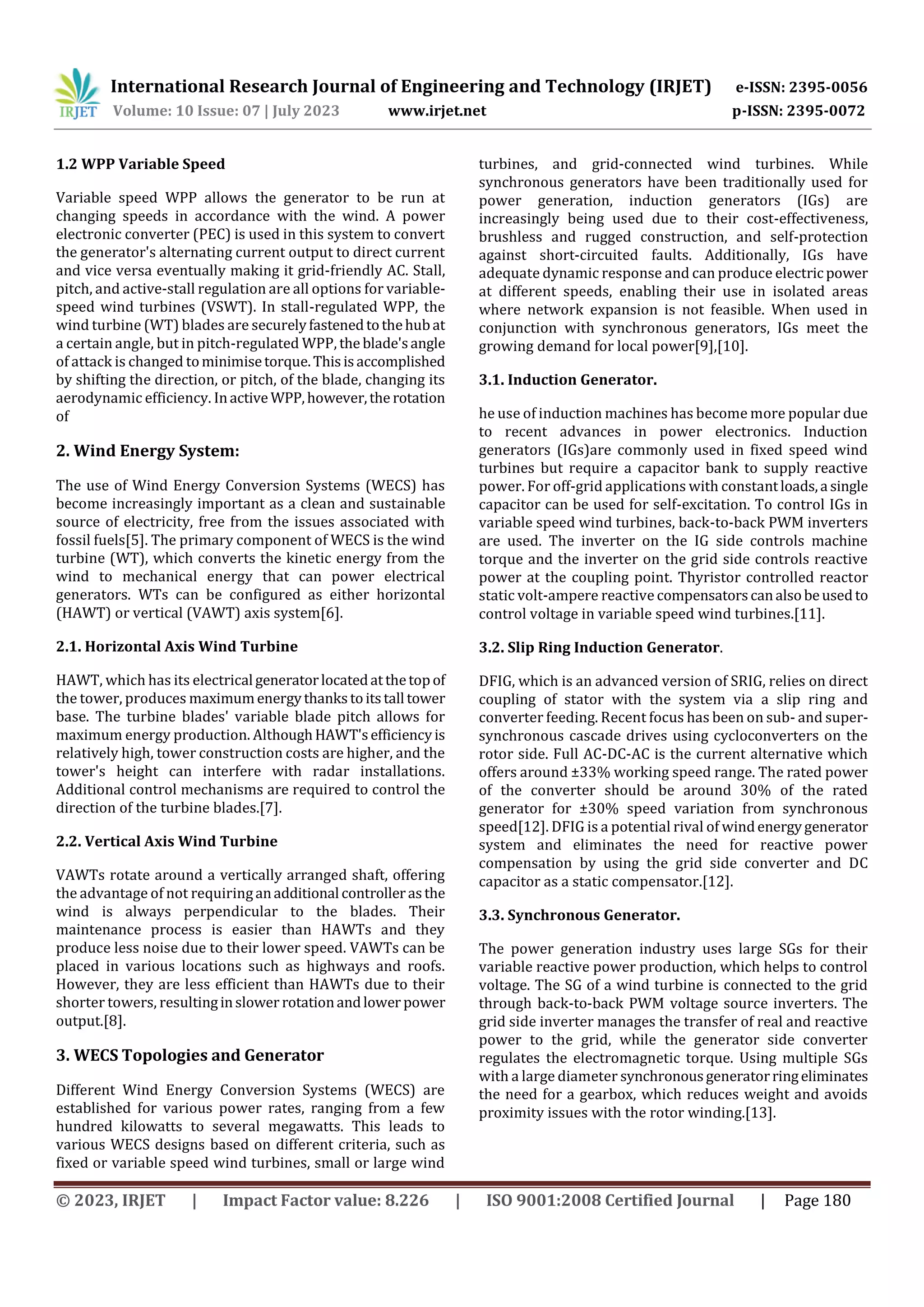 Mitigation of Voltage Dip and Swell Faults in Wind Energy Conversion Systems | PDF