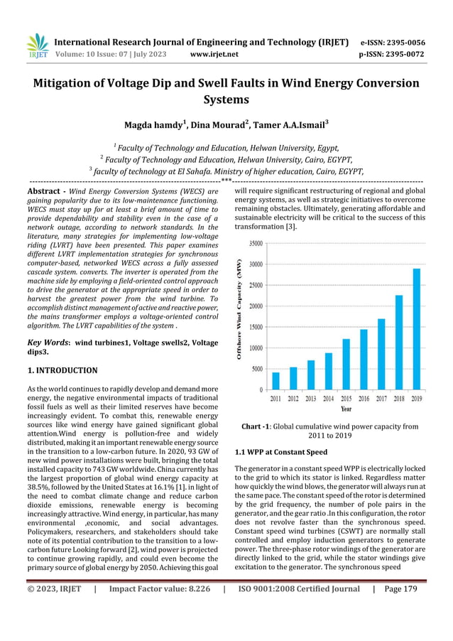 Mitigation of Voltage Dip and Swell Faults in Wind Energy Conversion Systems | PDF