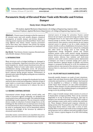 Parametric Study of Elevated Water Tank with Metallic and Friction ...
