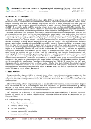 Approaches and Challenges of Software Reusability: A Review of Research Literature | PDF