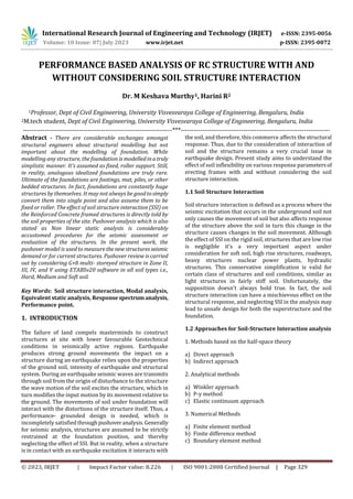 PERFORMANCE BASED ANALYSIS OF RC STRUCTURE WITH AND WITHOUT CONSIDERING SOIL STRUCTURE ...