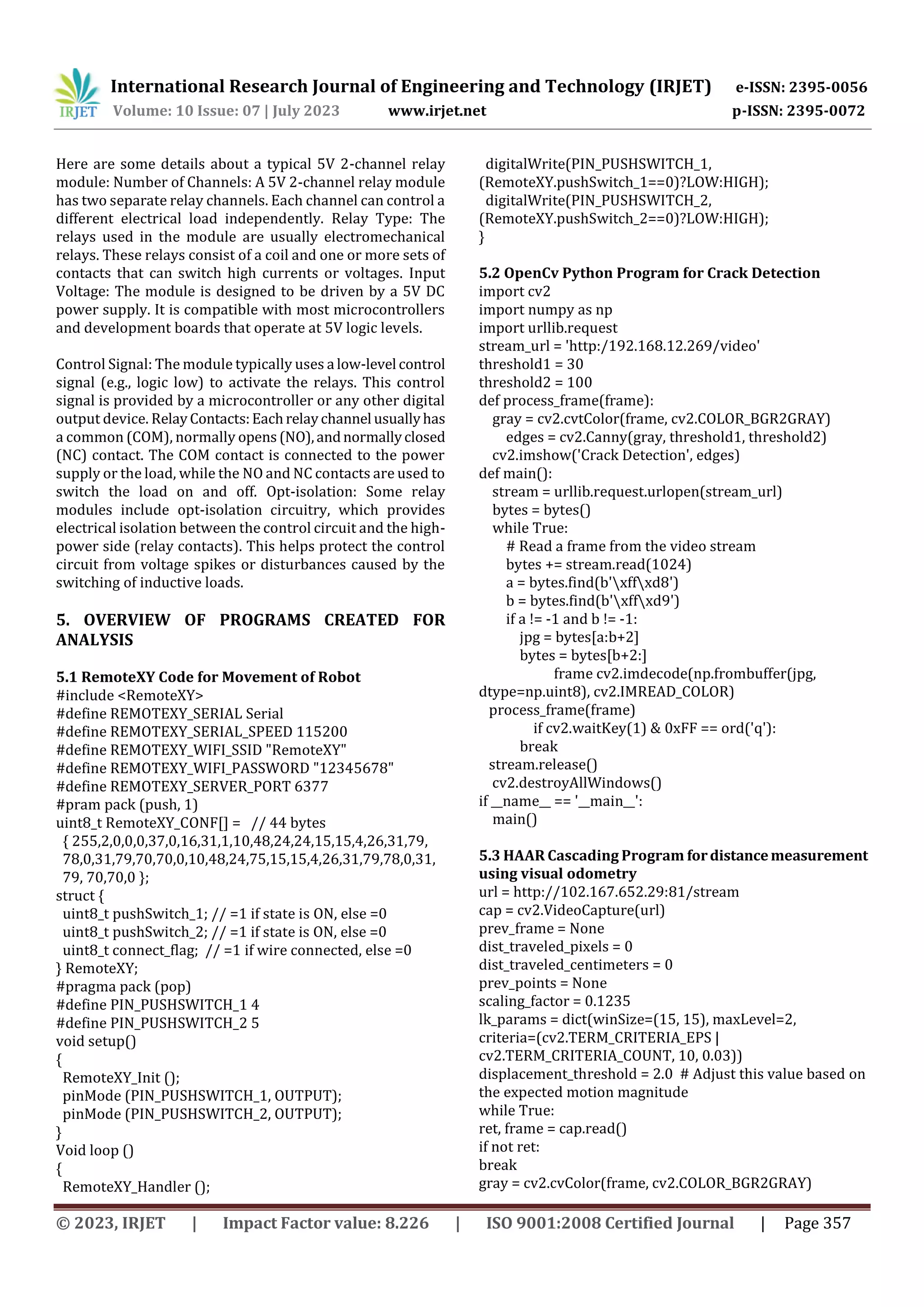 Design And Fabrication Of In Pipe Inspection Robot For Crack Analysis And Detection Using Opencv