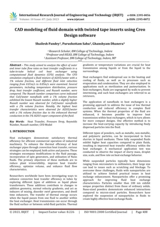 CAD modeling of fluid domain with twisted tape inserts using Creo Design software | PDF
