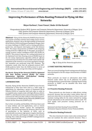 Improving Performance of Data Routing Protocol in Flying Ad-Hoc Networks | PDF