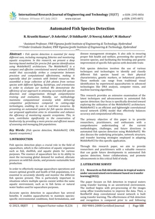 Automated Fish Species Detection | PDF