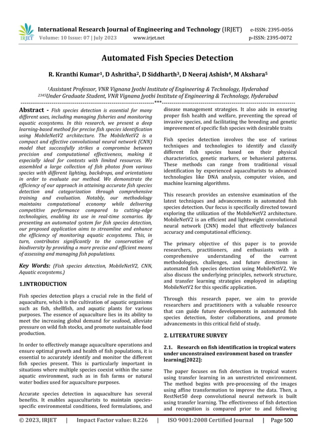 Automated Fish Species Detection | PDF