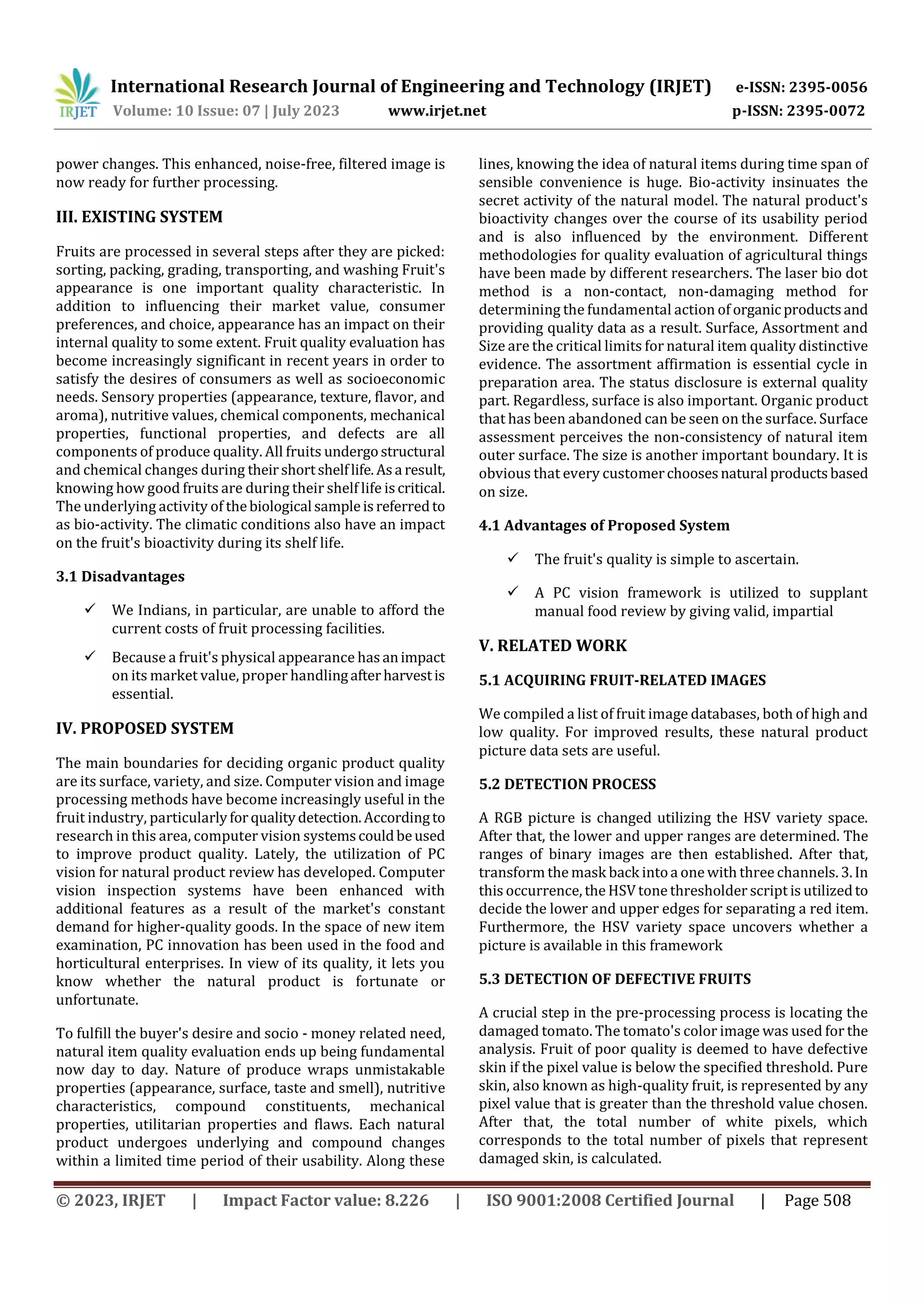 An Image Processing Approaches On Fruit Defect Detection Using Opencv Pdf